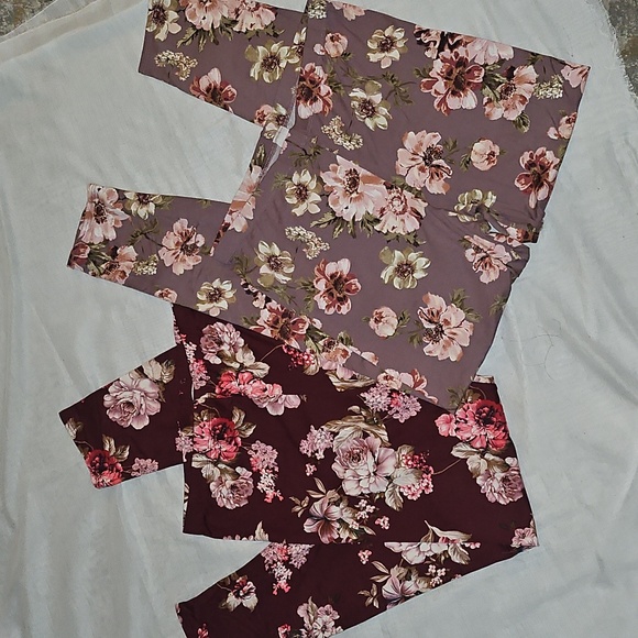 Pants & Jumpsuits | Floral Patterned Leggings Bundle Size Xl Nwot ...